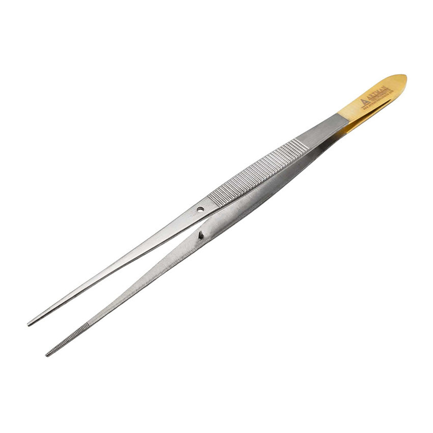 6" High Precision Straight Surgical Tweezers with Gold-Plated Handle ...