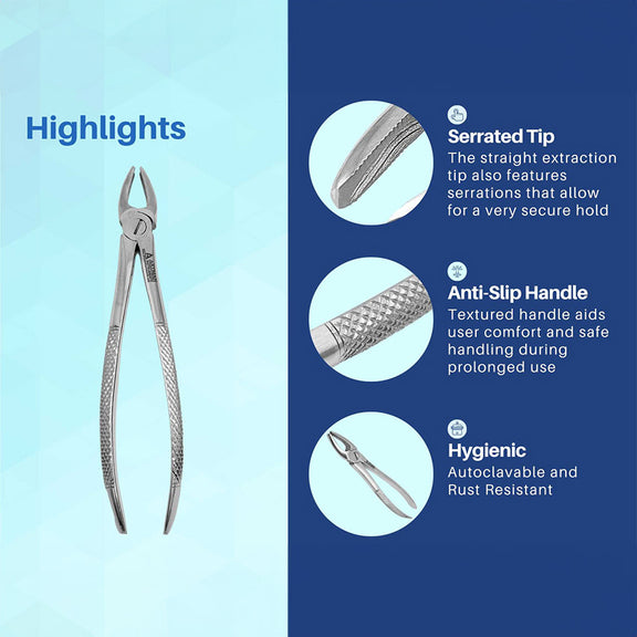 Dental Extraction Forceps #1 Upper Straight Wide Tip | Artman Instruments