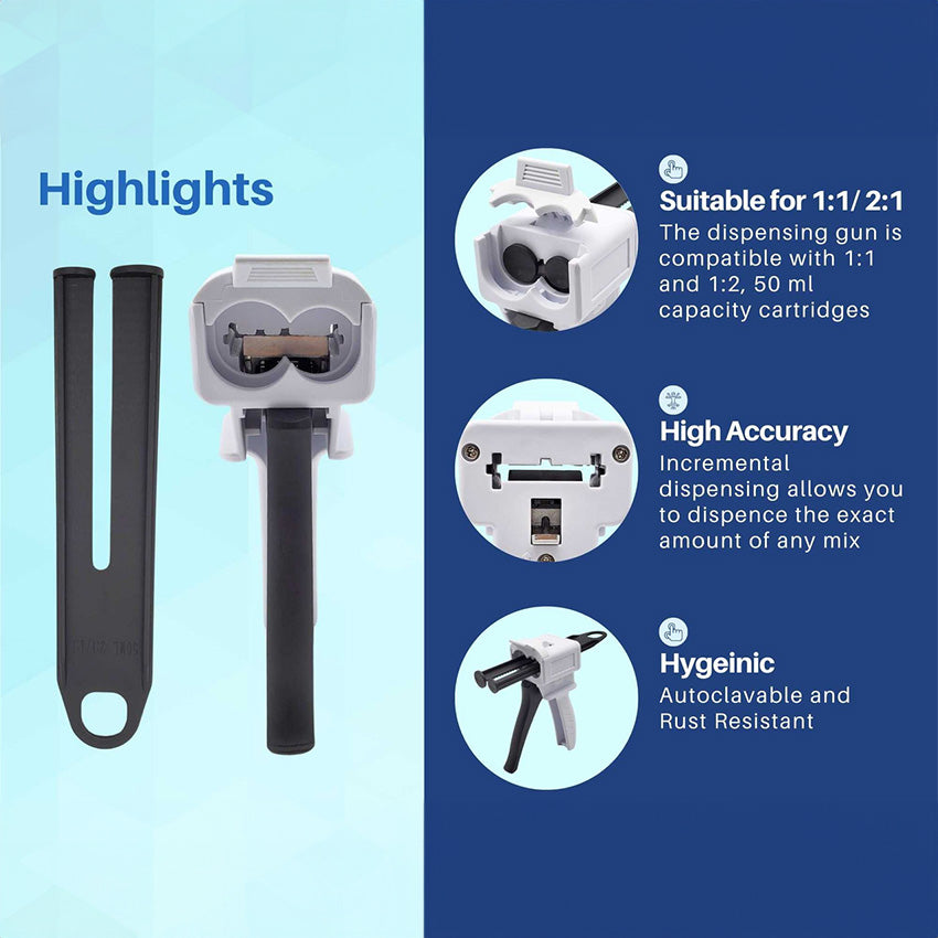 Dispenser Gun, 50ml Dispensing Gun Kit Impression Mixing Dispensing Di