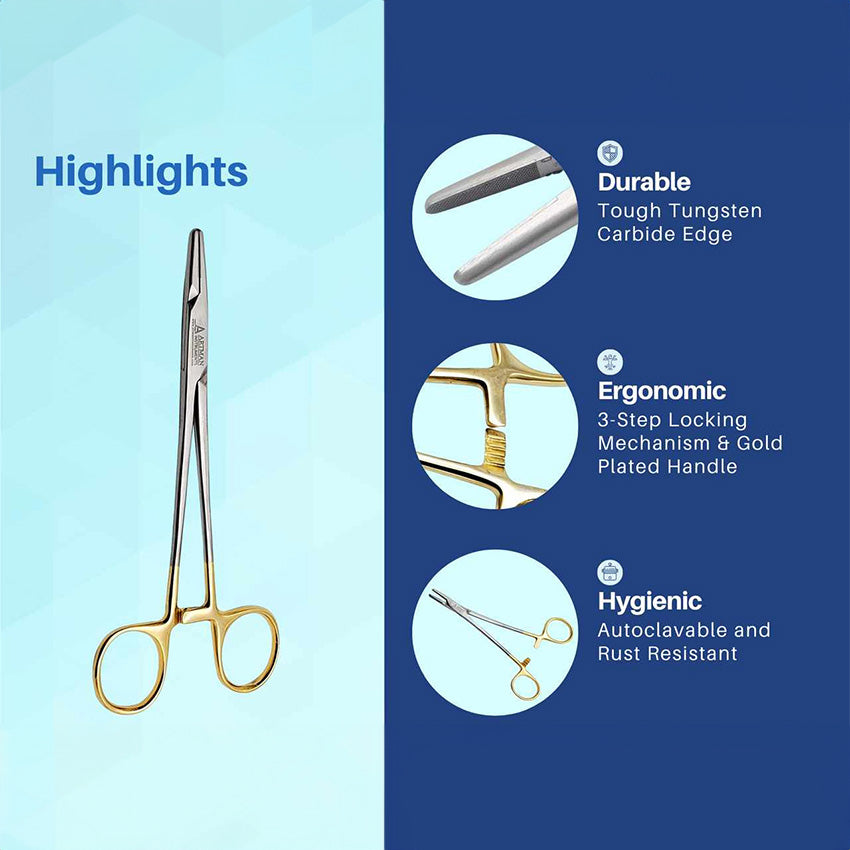 Mayo Hegar Needle Holder Tungsten Carbide (6” 10” 12”) Surgical Needle ...